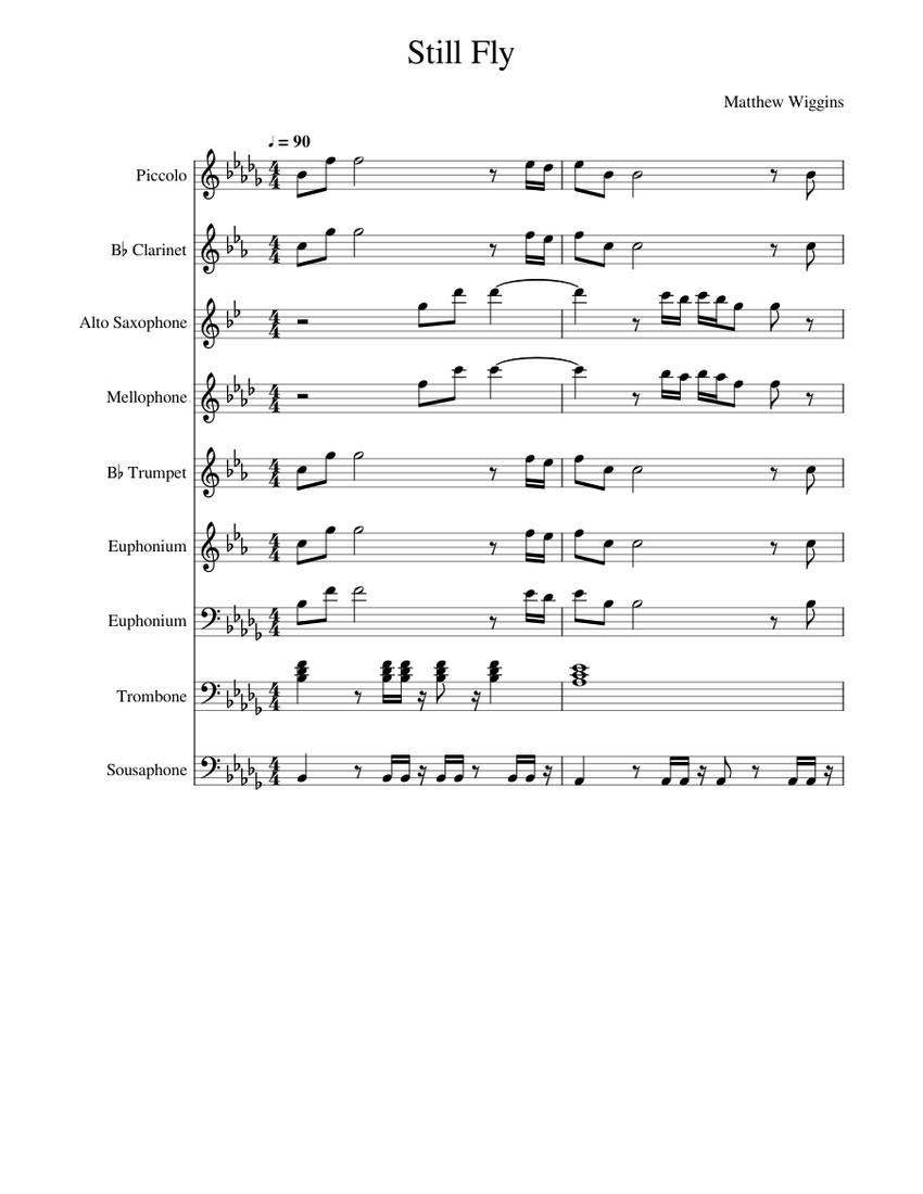 Still Fly Sheet Music for Trombone, Euphonium, Mellophone, Flute ...