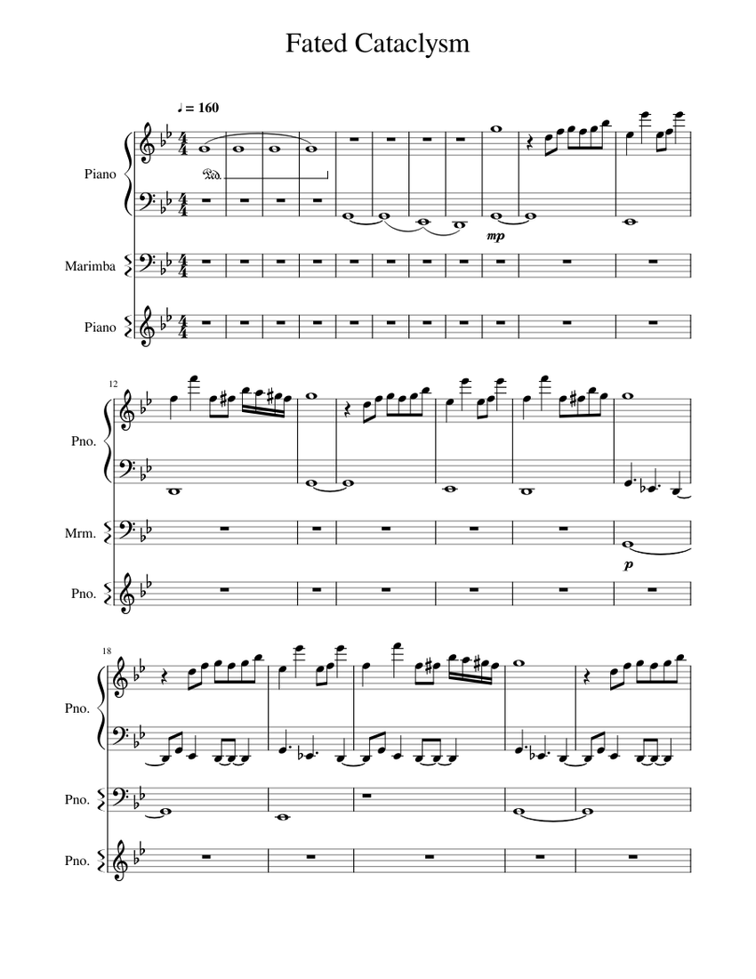 Fated Cataclysm Sheet Music for Piano, Marimba (Mixed Trio) | MuseScore.com
