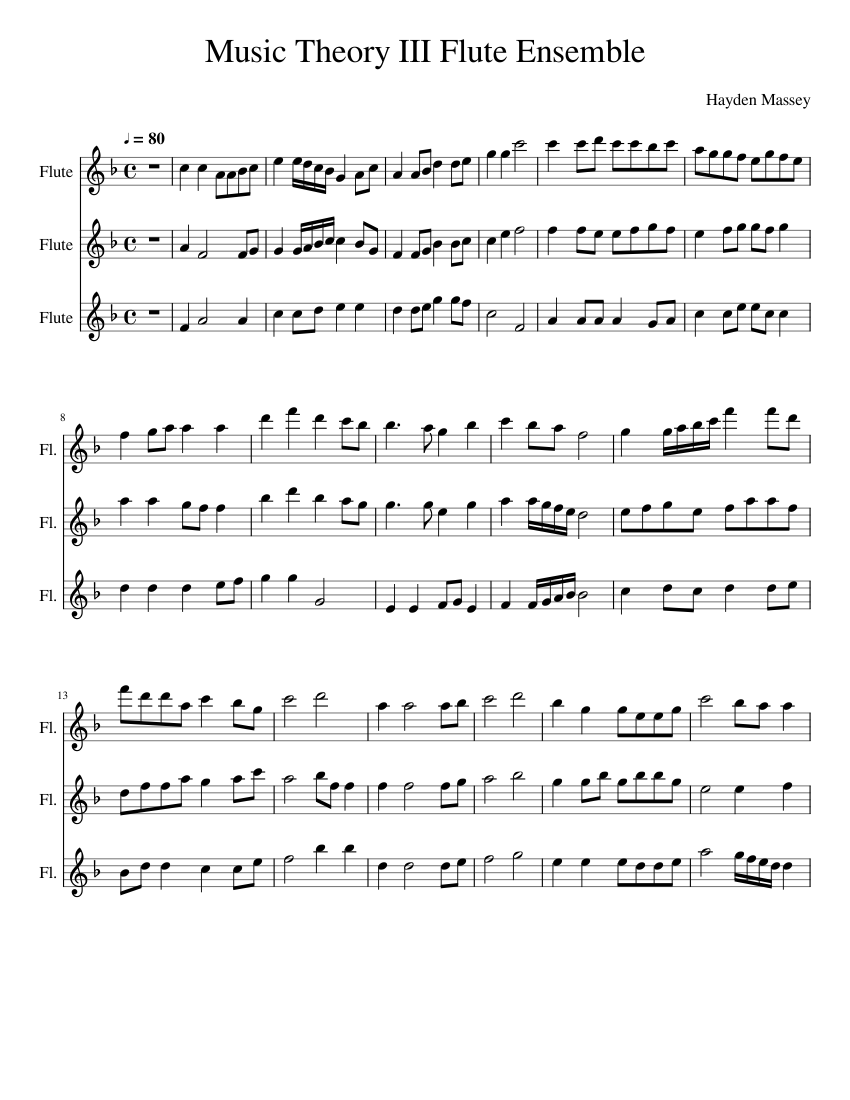 Flute Trio Composition Sheet music for Flute (Mixed Trio) | Musescore.com