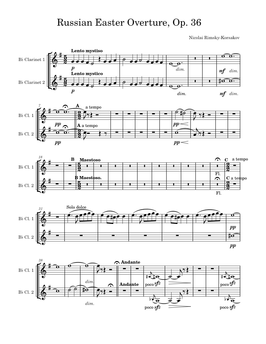 Russian Easter Festival, Op.36 – Nikolay Rimsky-Korsakov Bb Clarinet ...