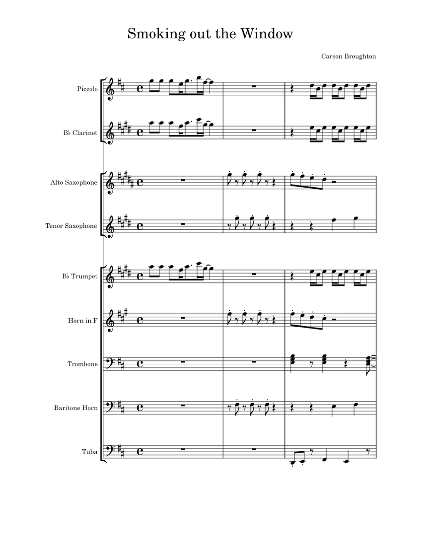 Smoking Out The Window – Bruno Mars Smoking_out_the_Window Sheet Music ...