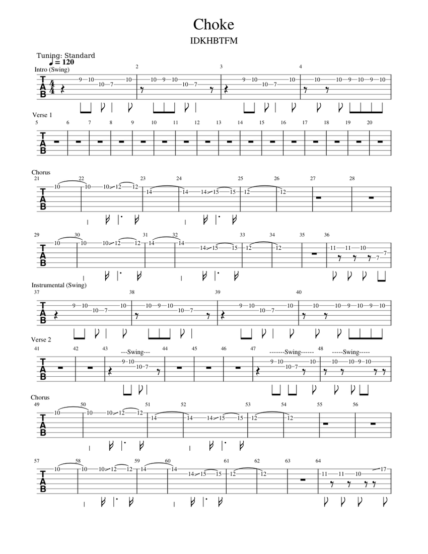 Choke Sheet music for Guitar (Solo) | Musescore.com