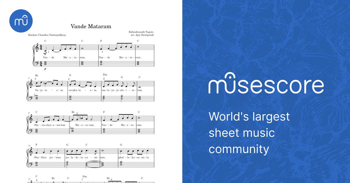 Vande Mataram Sheet Music for Piano (Solo) Easy | MuseScore.com