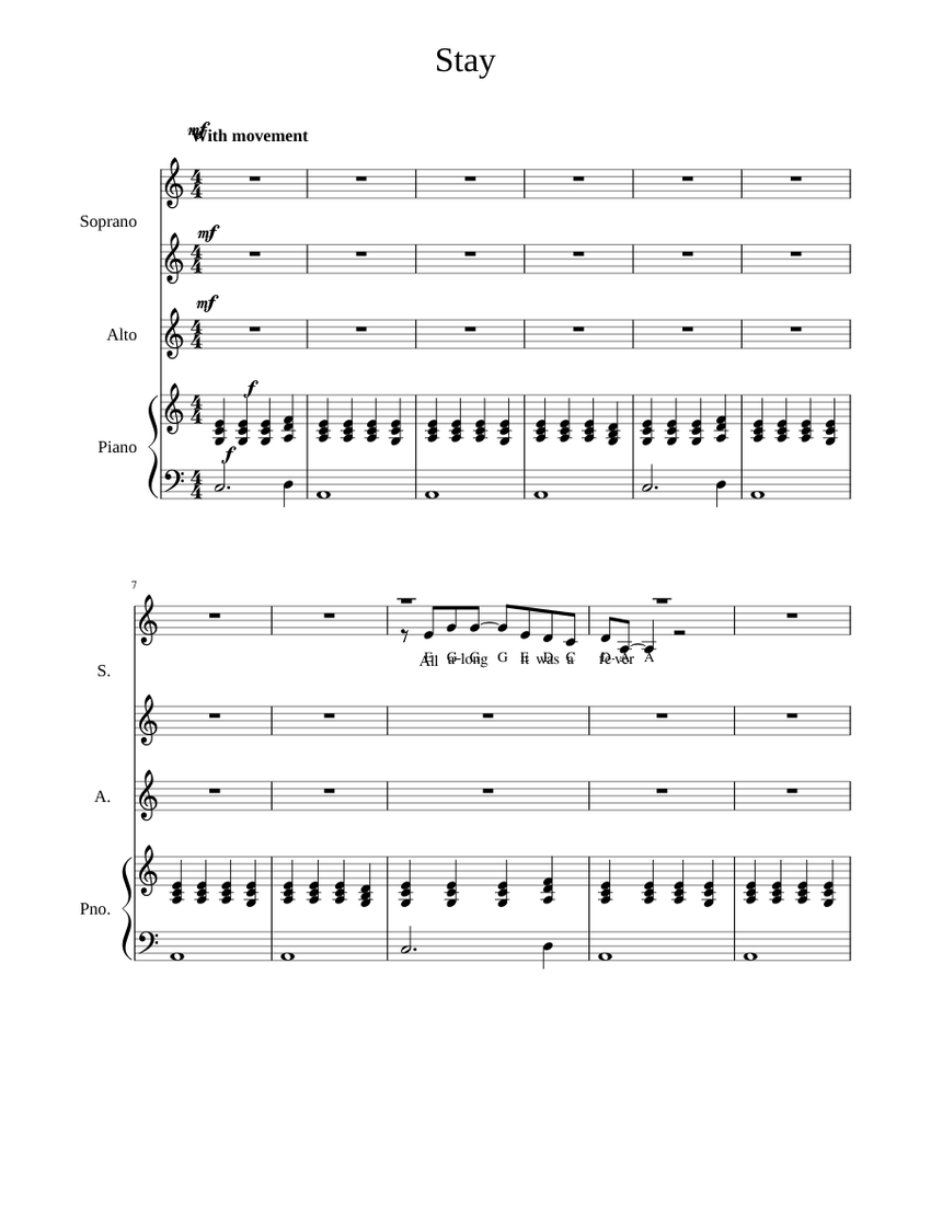 Stay Sheet music for Piano (Solo) | Musescore.com