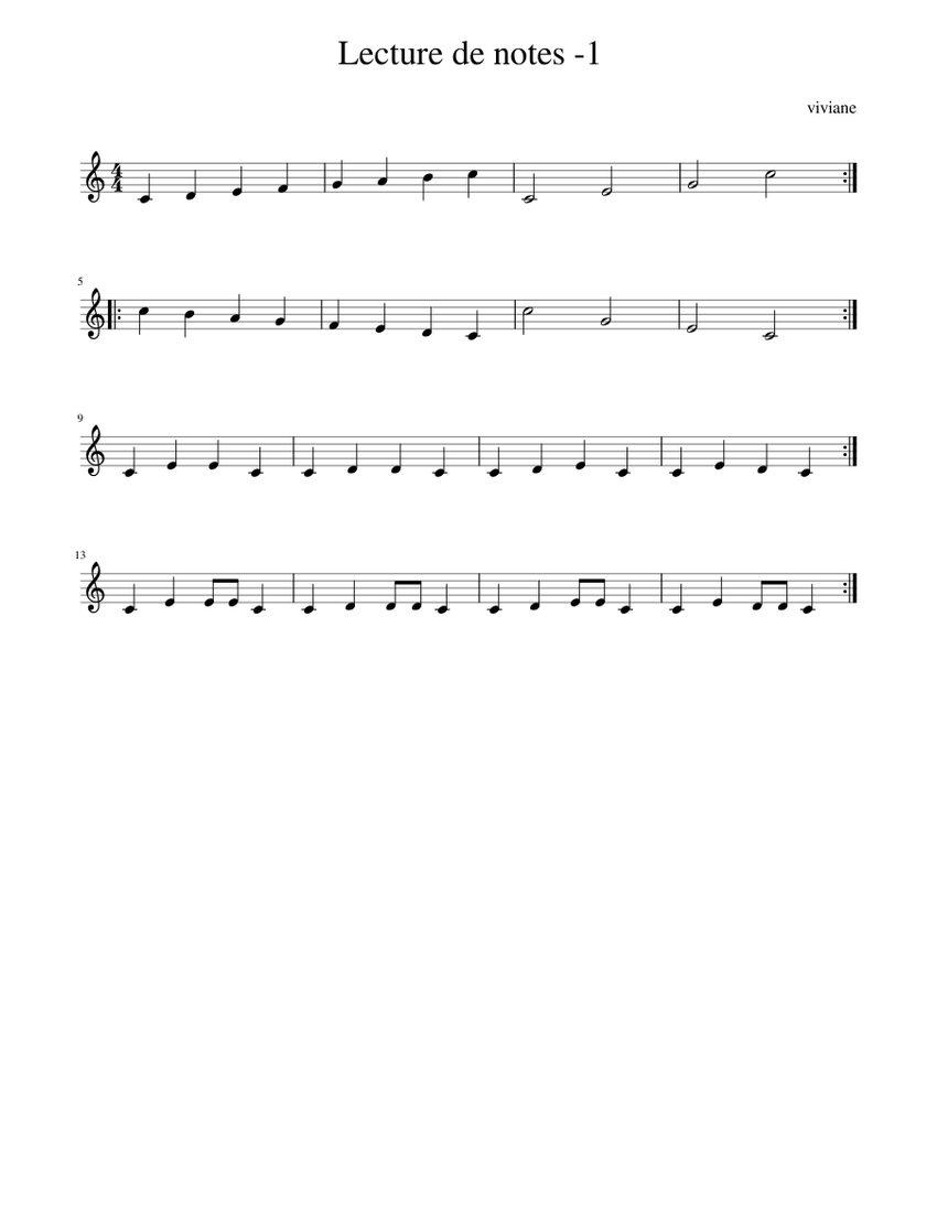 Lecture des notes 1 Sheet music for Piano (Solo) | Musescore.com