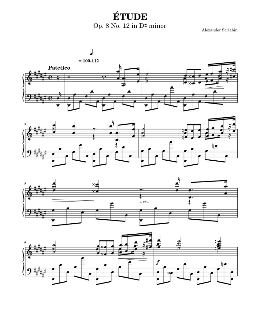 Scriabin op.8 n.12 in just intonation Sheet music for Piano (Solo ...