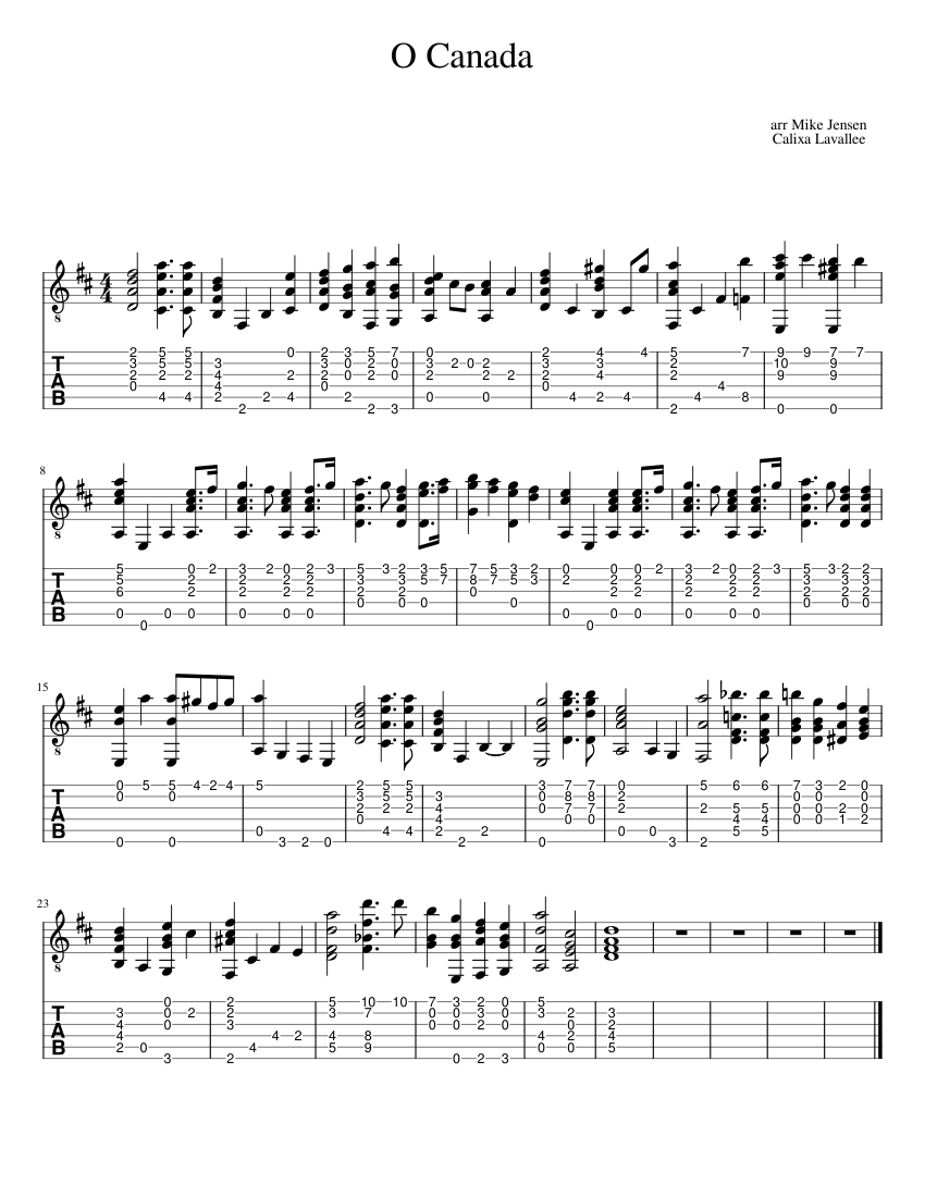 O_Canada Sheet Music for Guitar (Solo) | MuseScore.com