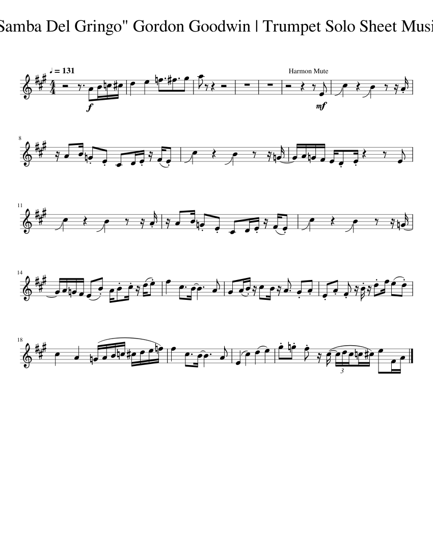 "Samba Del Gringo" Gordon Goodwin | Trumpet Solo Sheet Music Sheet ...