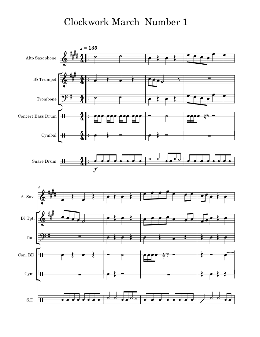Clockwork_March_Number_1 Sheet Music for Trombone, Saxophone alto ...