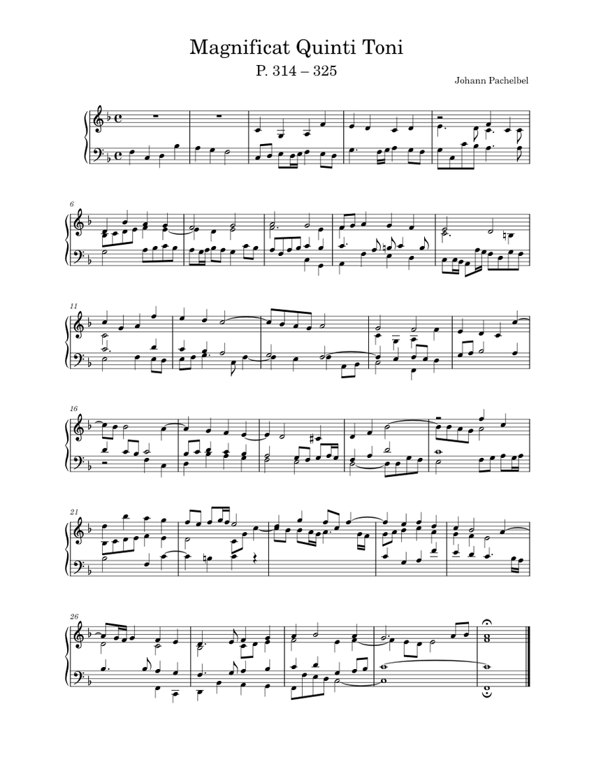 Johann Pachelbel- Magnificat quinti toni Sheet music for Organ (Solo ...