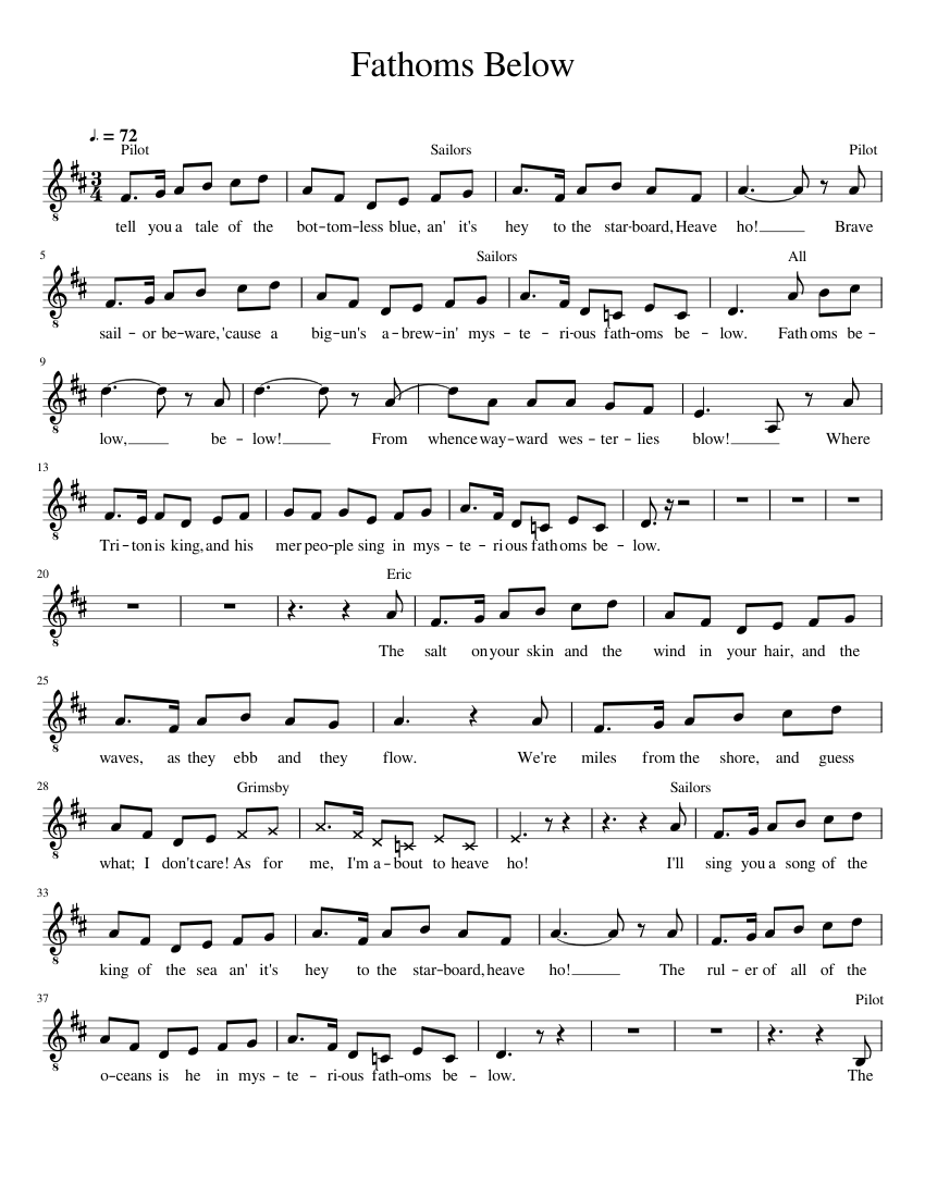Fathoms Below Sheet music for Piano (Solo) | Musescore.com