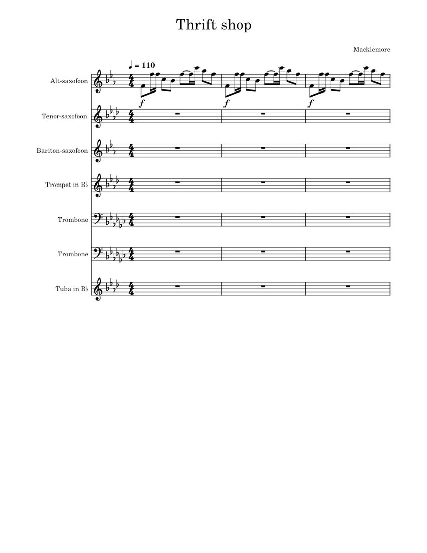 Thrift shop – Macklemore & Ryan Lewis Sheet music for Trombone, Tuba ...