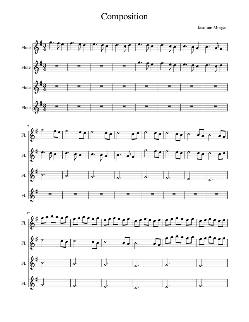 Flute Quartet Sheet music for Flute (Mixed Quartet) | Musescore.com