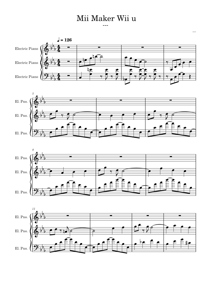 Mii Maker - Wii U Sheet Music for Piano (Solo) | MuseScore.com
