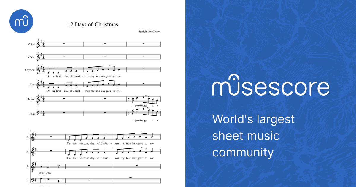 12 Days of Christmas Sheet Music for Soprano, Alto, Tenor, Bass voice ...