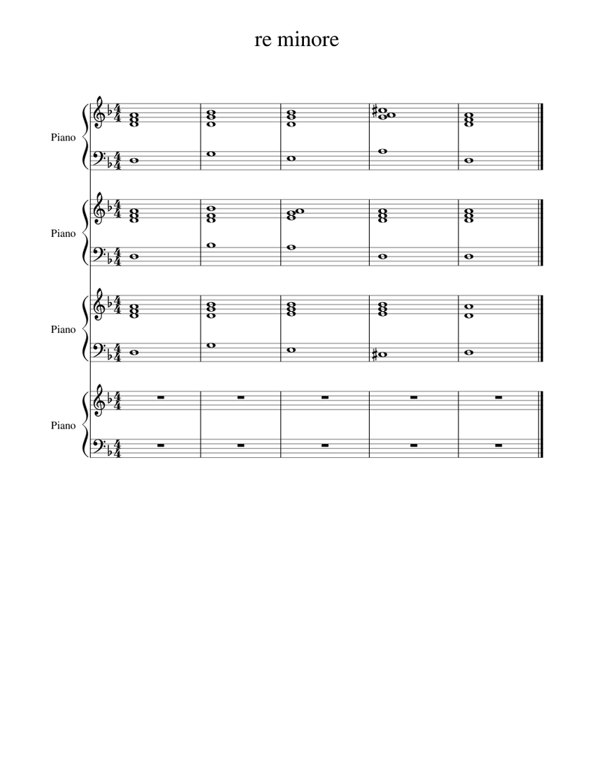 re minore Sheet music for Piano (Mixed Quartet) | Musescore.com