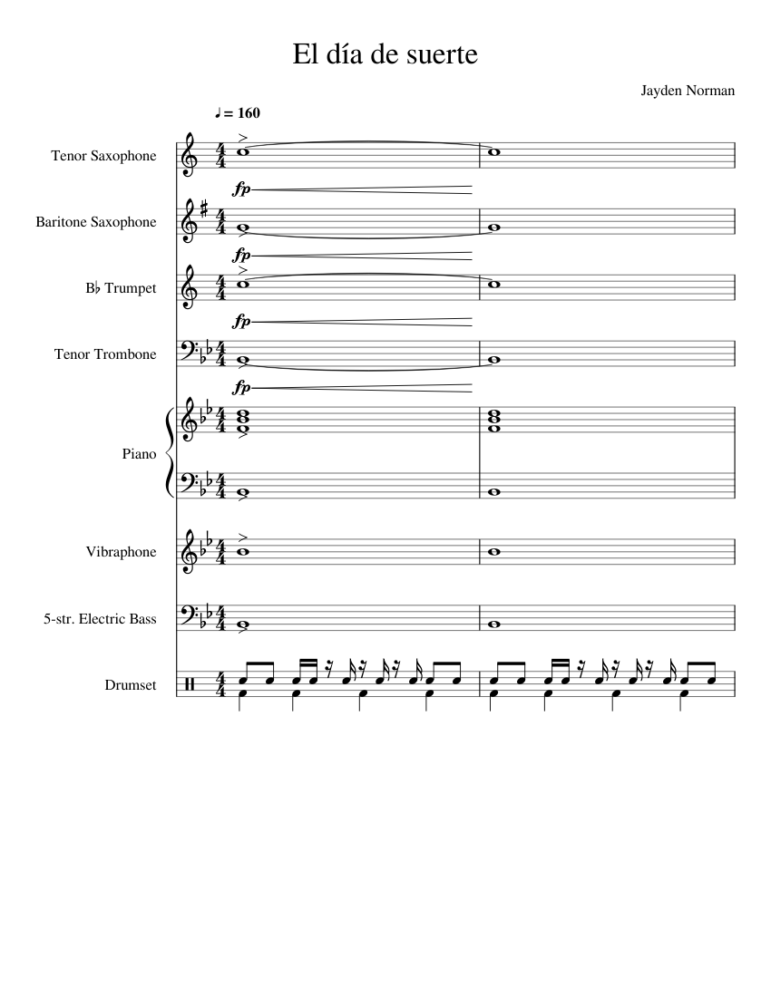 El día de suerte Sheet music for Piano, Trombone tenor, Saxophone tenor ...