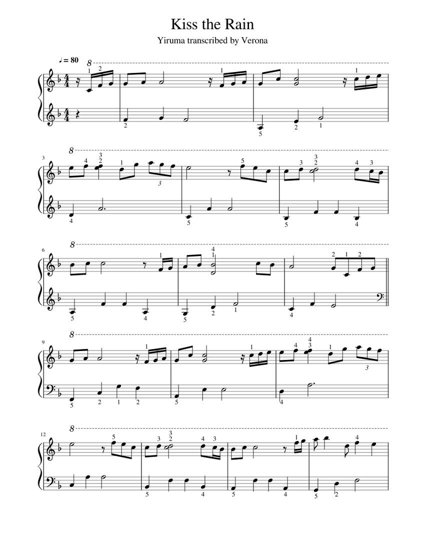 KISS THE RAIN - YIRUMA Sheet Music for Piano (Solo) Easy | MuseScore.com