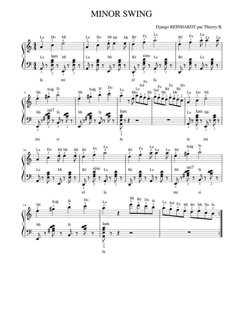 MINOR SWING Sheet Music with Chords for Accordion (Solo) | MuseScore.com