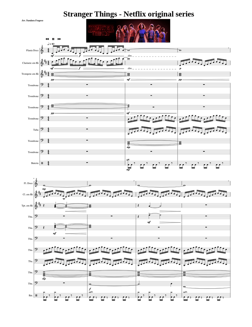 STRANGER THINGS Sheet music for Trombone, Tuba, Clarinet in b-flat ...