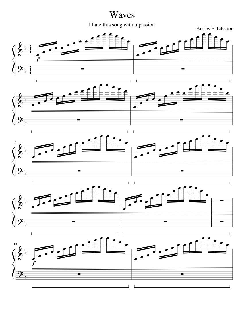 Waves Sheet Music for Piano (Solo) easy | MuseScore.com