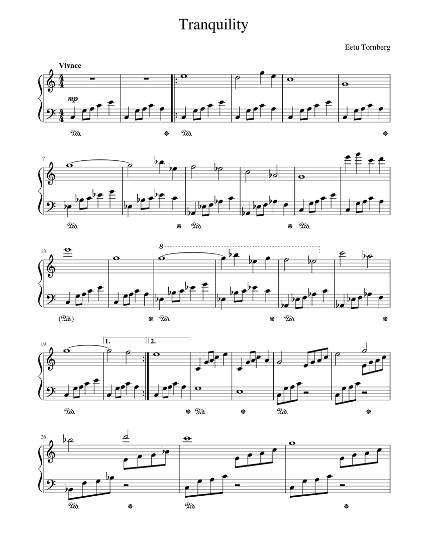 Tranquility Sheet music for Piano (Solo) | Musescore.com