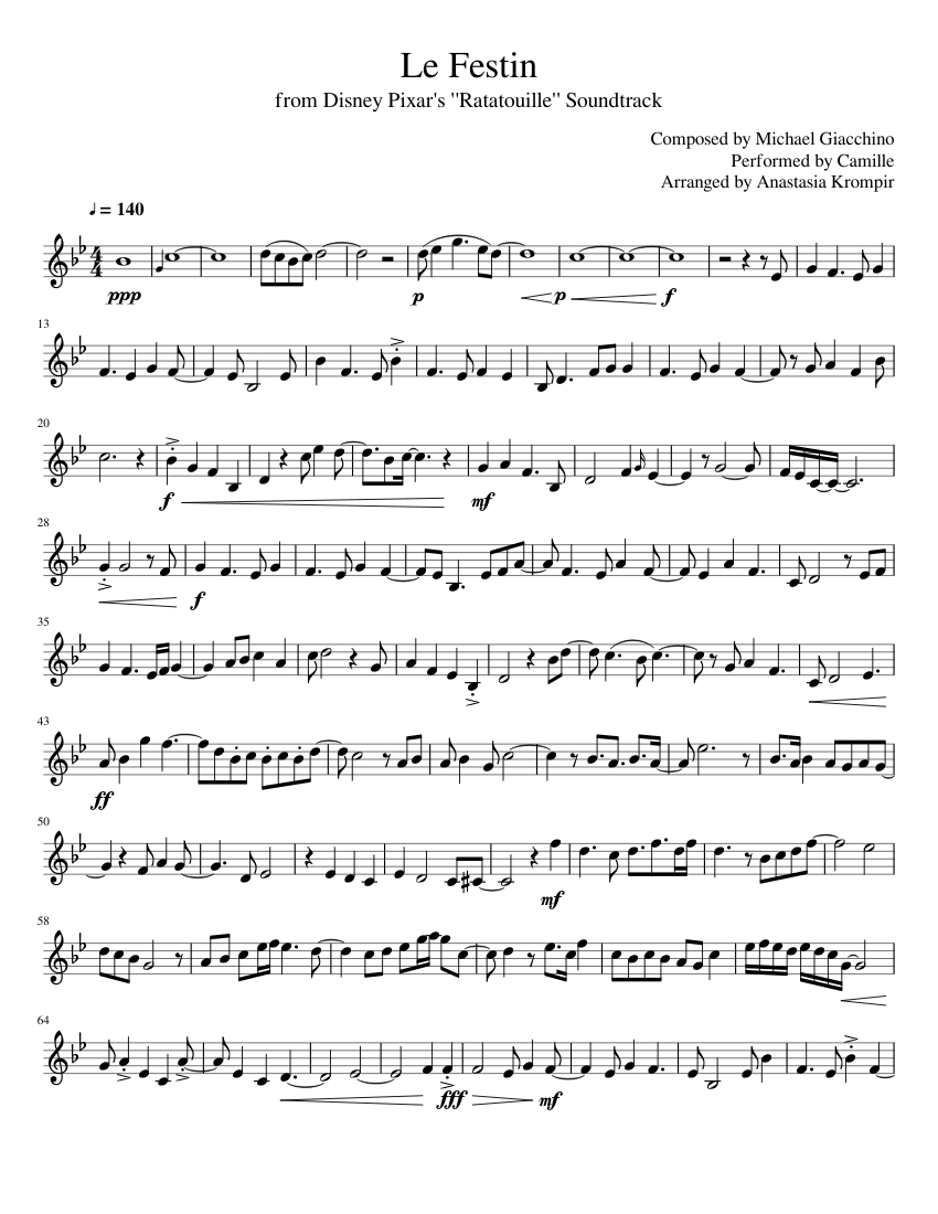Le Festin (Ratatouille) Sheet Music for Piano (Solo) easy | MuseScore.com