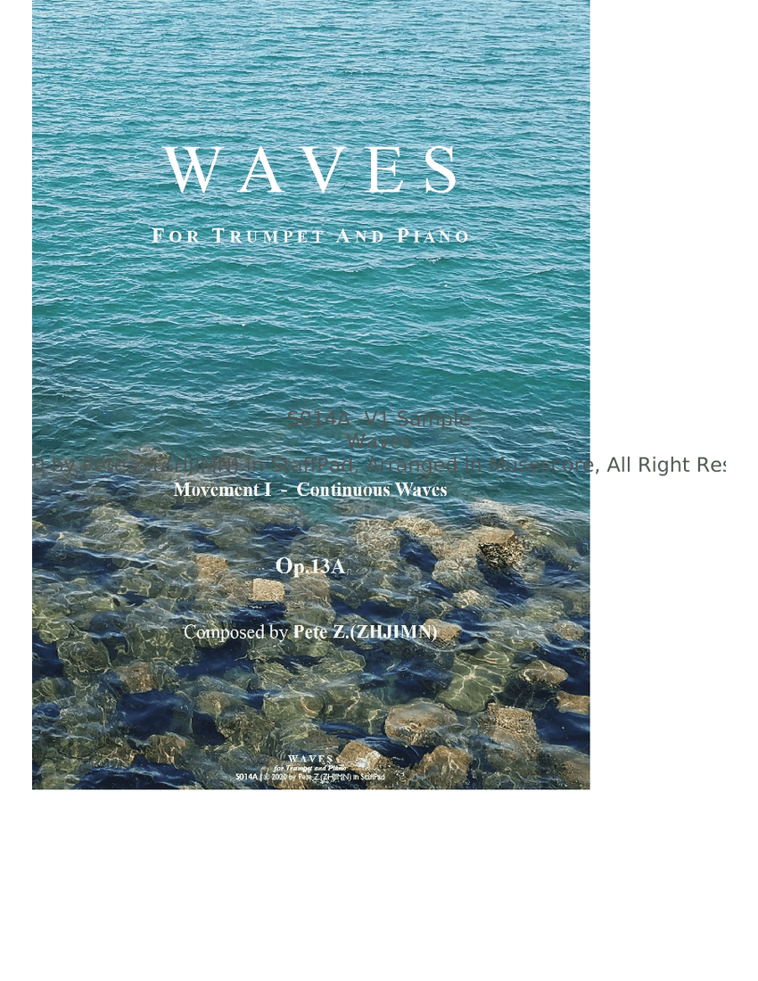 Original Composition | Waves for Solo Trumpet and Piano Sheet Music for ...