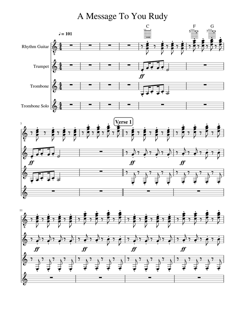 A Message To You Rudy - The Specials Sheet Music with Chords for ...