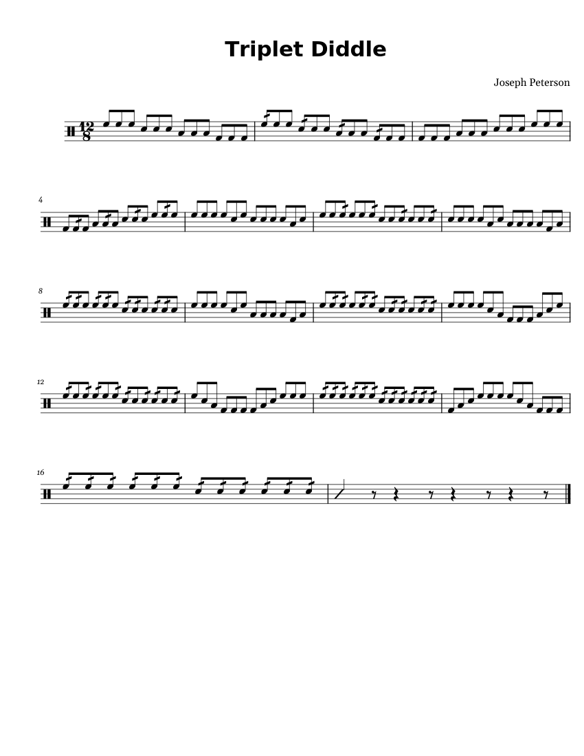 Triplet Diddle Sheet music for Bass drum (Marching Band) | Musescore.com