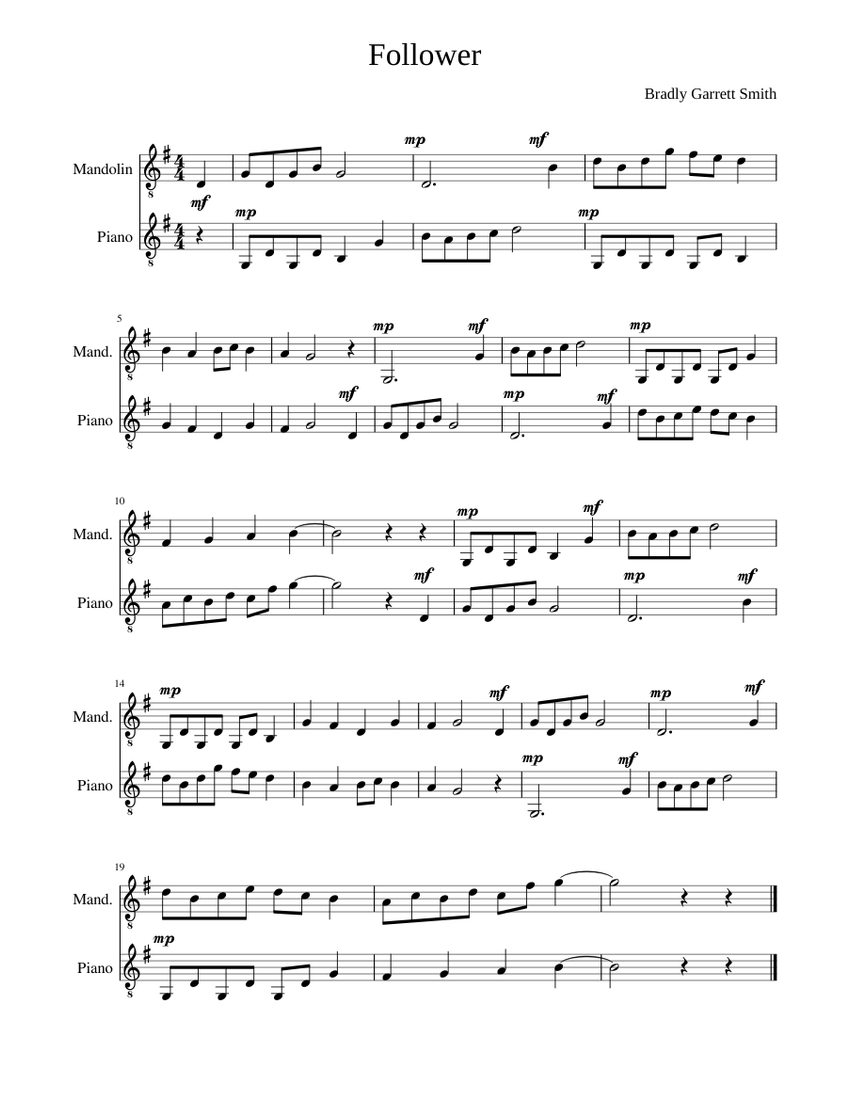 Follower Sheet music for Piano (Solo) | Musescore.com