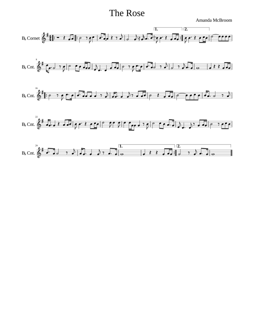 The Rose Sheet music for Cornet (Solo) | Musescore.com