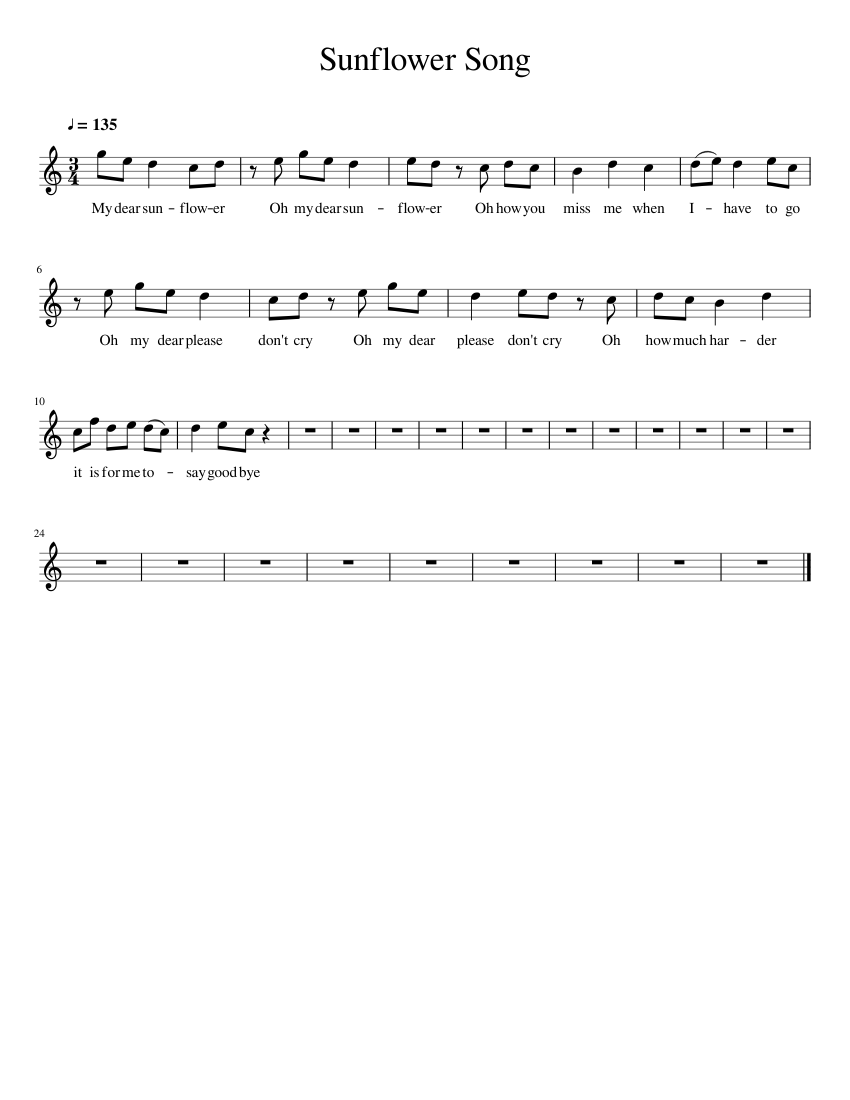 Sunflower Song (WIP) Sheet music for Piano (Solo) Easy | Musescore.com