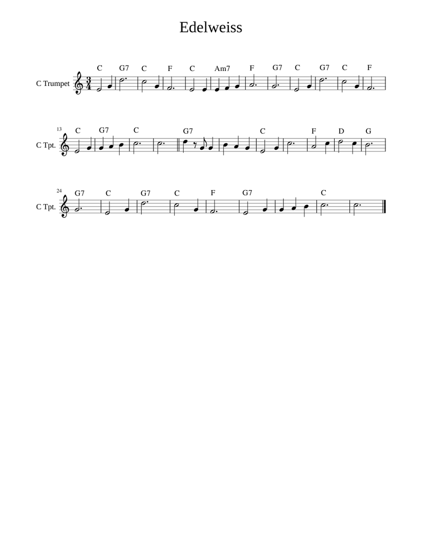 Edelweiss Sheet music for Trumpet other (Solo) | Musescore.com