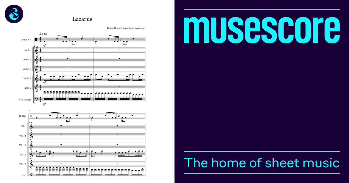 Lazarus – David Bowie Sheet music for Violin, Viola, Cello, Drum group ...