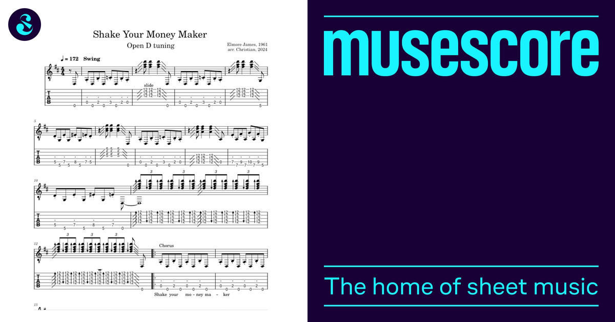 Shake Your Money Maker , 2023 , CS Sheet Music and Tab for Guitar (Solo ...