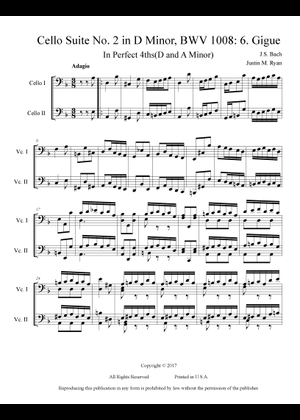Play Official version of Cello Suite No. 2, BWV 1008: 6. Gigue Sheet ...