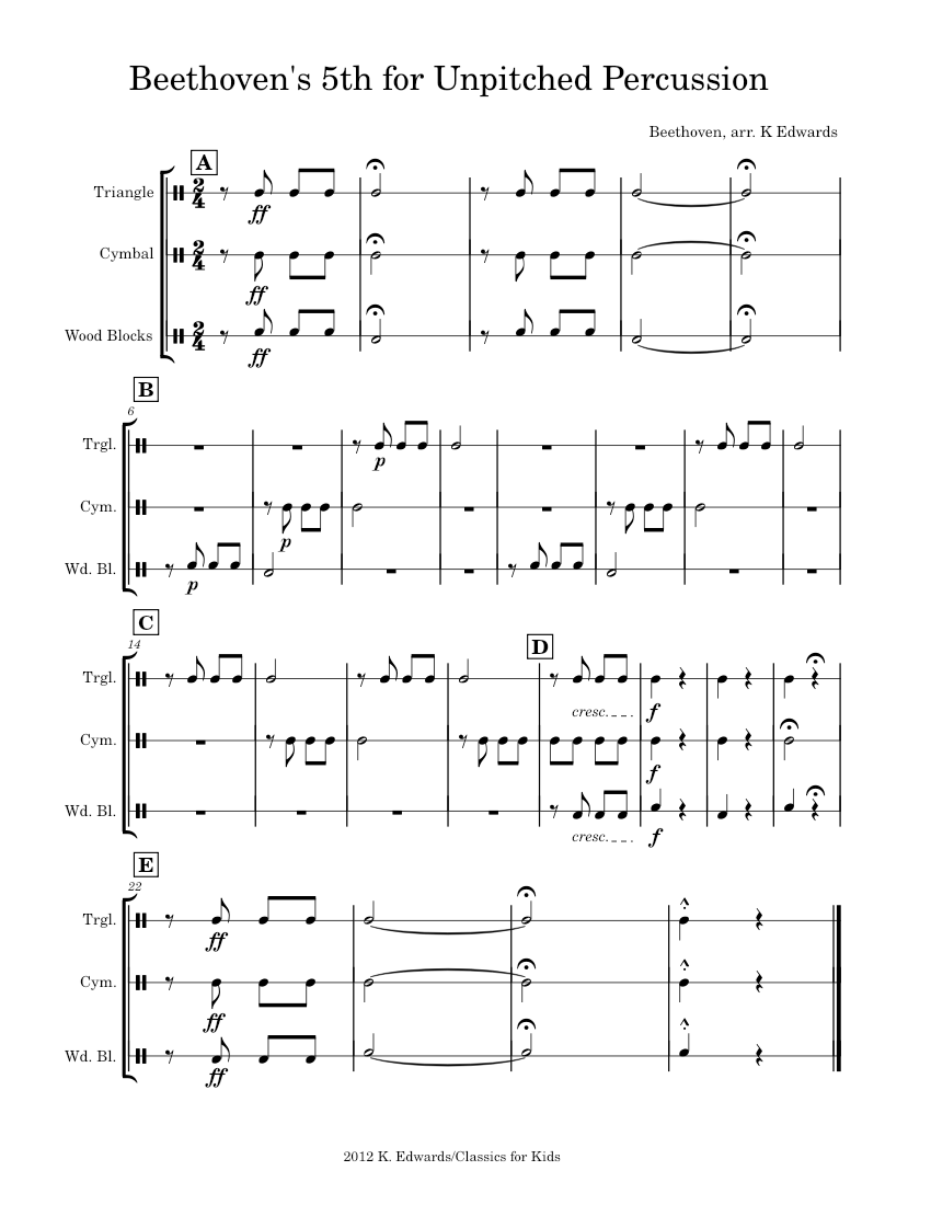 Beethoven's_5th_for_Unpitched_Percussion - piano tutorial