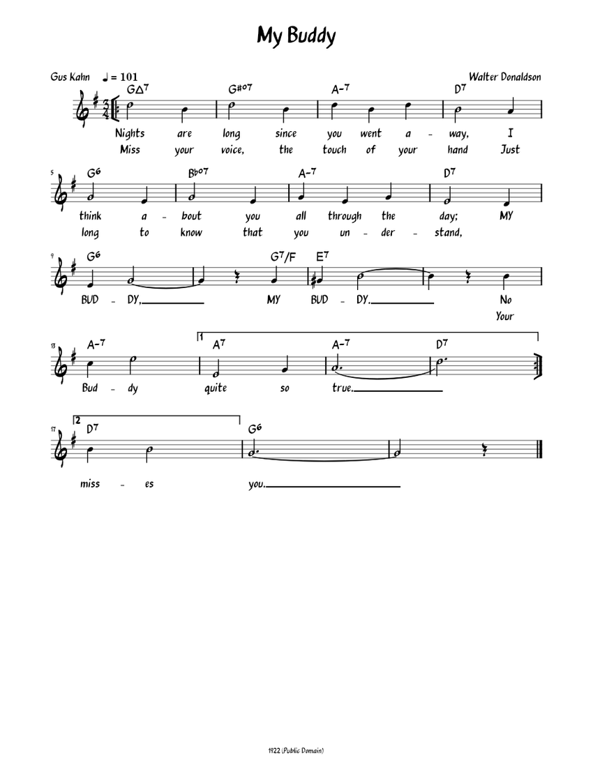 My Buddy (Lead sheet with lyrics ) Sheet Music with Chords for Piano ...