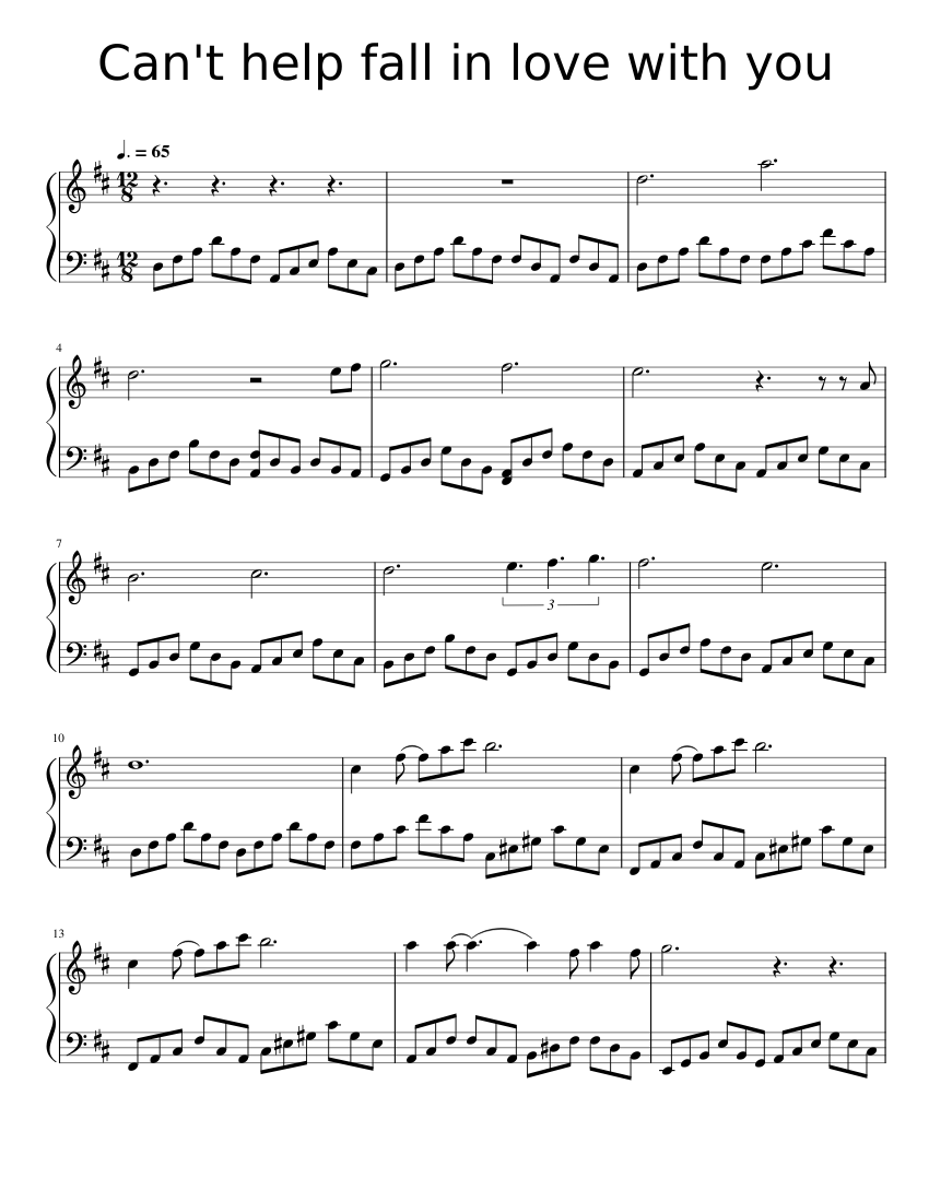 Can't help fall in love with you - Elvis Presley (Piano easy) Sheet ...