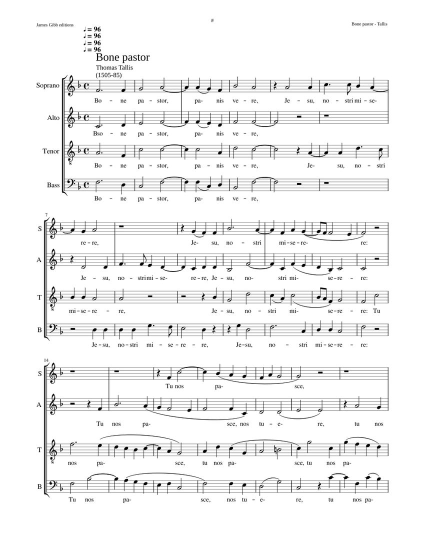 Bone pastor - Thomas Tallis Sheet music for Bass guitar (Solo ...