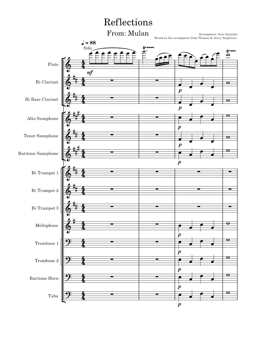 Reflections - Marching Band Arrangment Sheet music for Trombone, Tuba, Mellophone, Flute & more ...