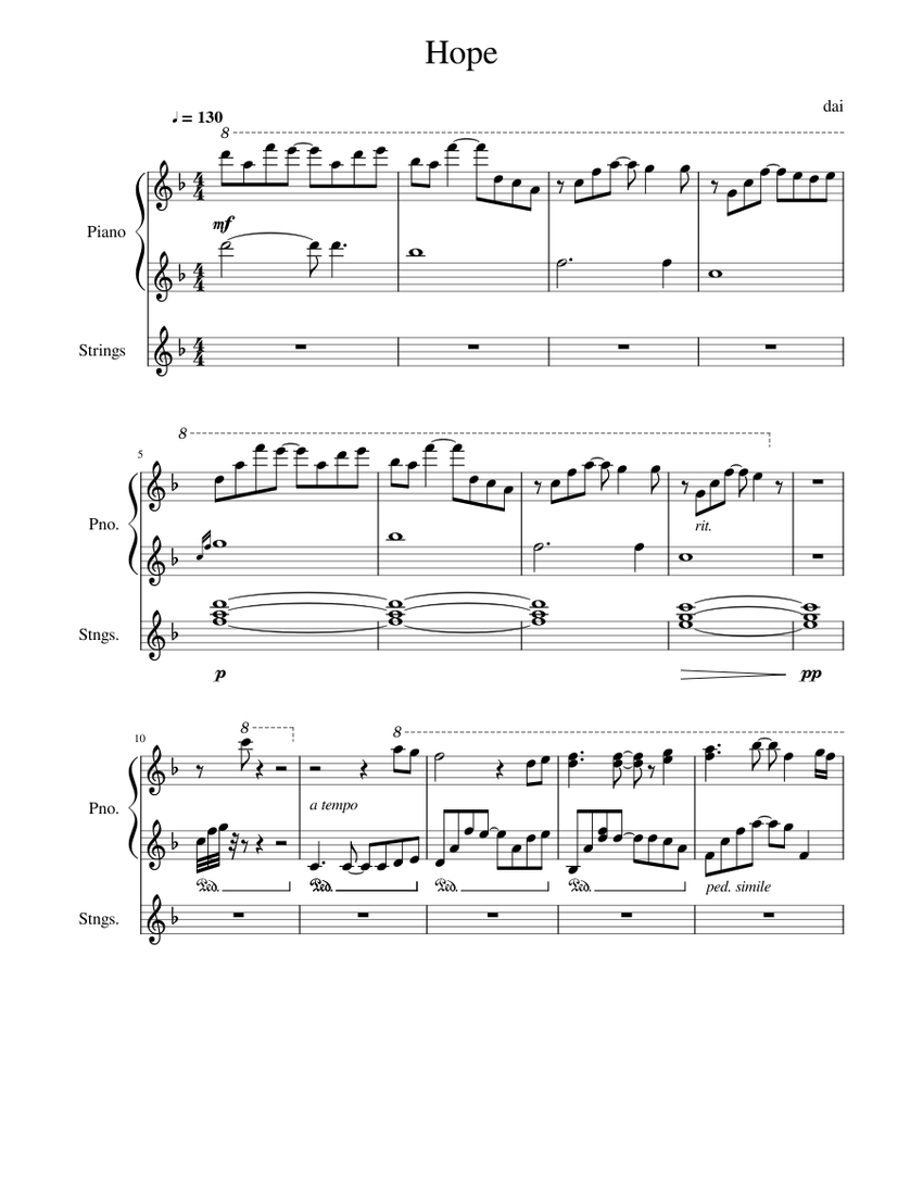 Hope Sheet Music for Piano, Vocals (Solo) | MuseScore.com