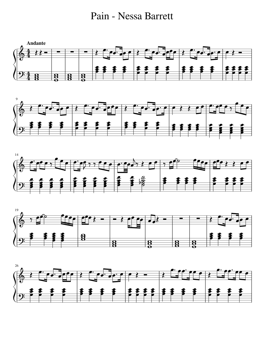 Pain - Nessa Barrett Sheet Music for Piano (Solo) easy | MuseScore.com