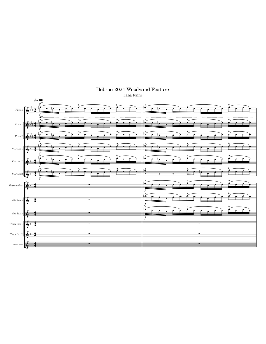Hebron 2021 Woodwind Feature Sheet Music for Flute piccolo, Flute ...