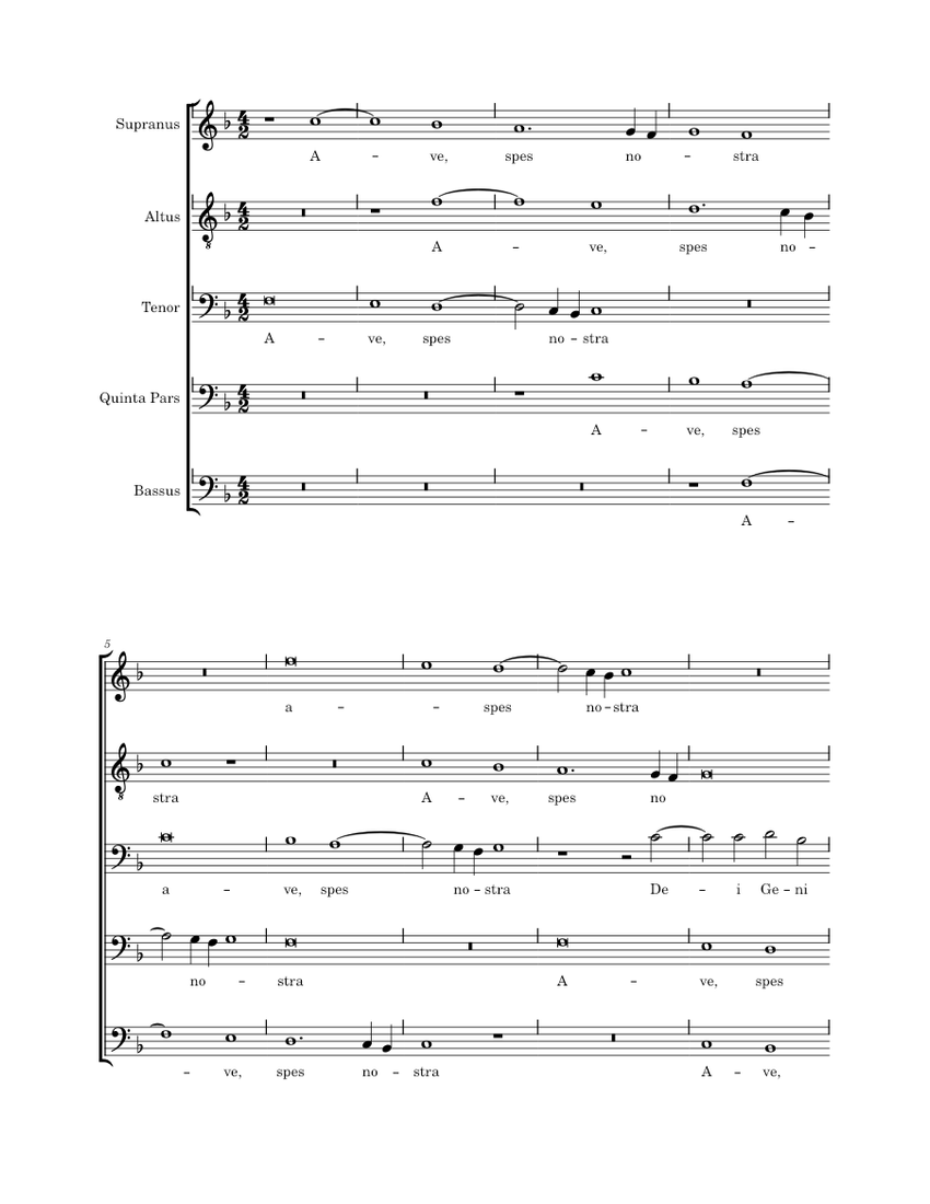 Vicente Lusitano - Ave Spes Nostra Sheet music for Soprano, Tenor, Bass ...