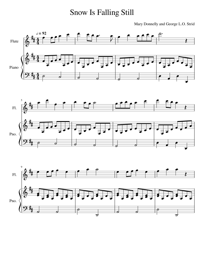 Snow Is Falling Still Sheet Music for Piano, Flute (Solo) | MuseScore.com
