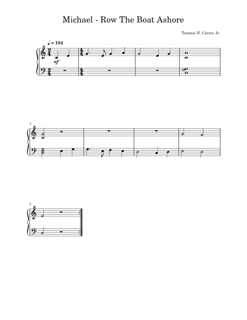 Michael_Row_The_Boat_Ashore Sheet music for Piano (Solo) Easy ...