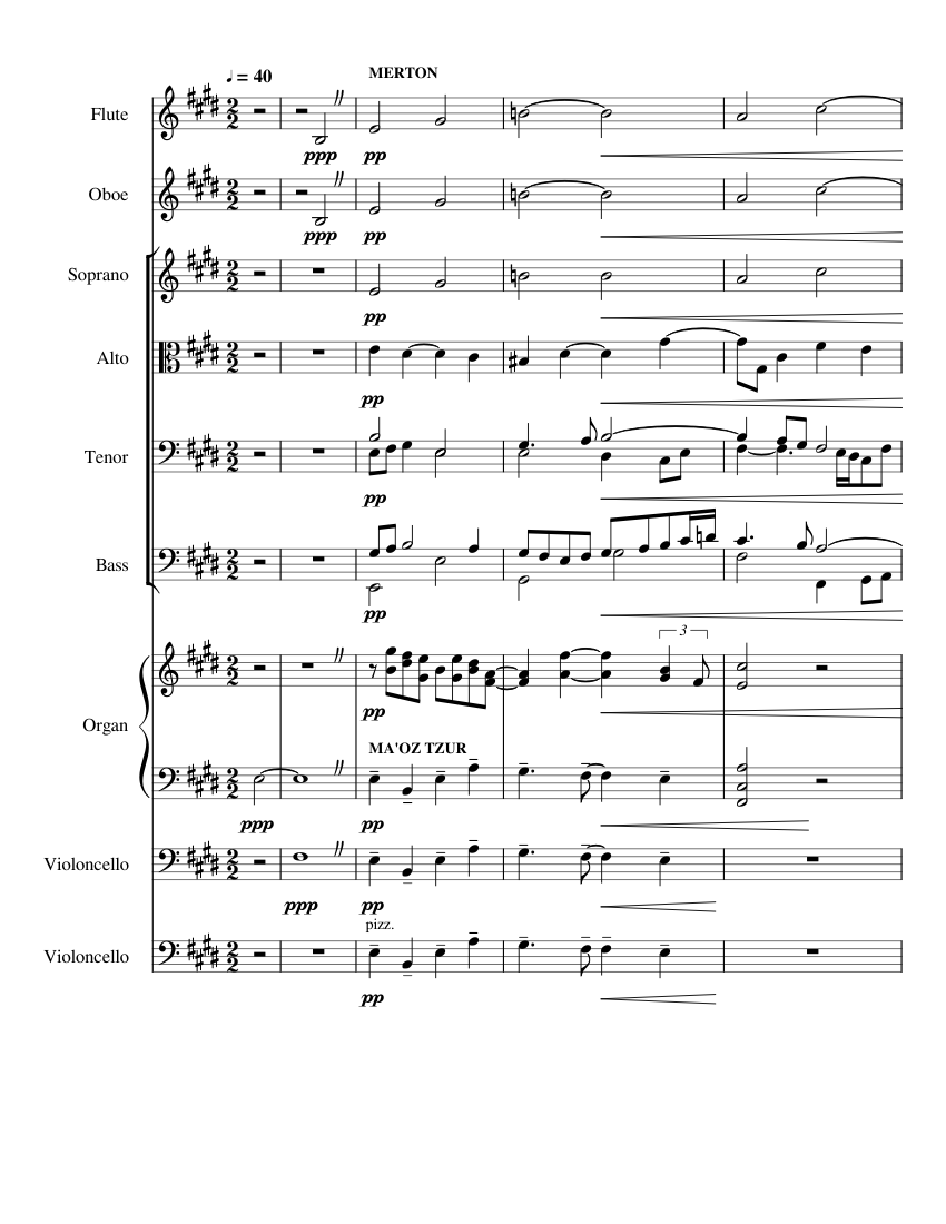 Chorale Harmonization on "Merton" & "Rock of Ages" Sheet music for ...