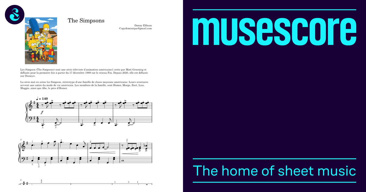 The Simpsons Main Theme – Danny Elfman Sheet music for Piano (Solo ...